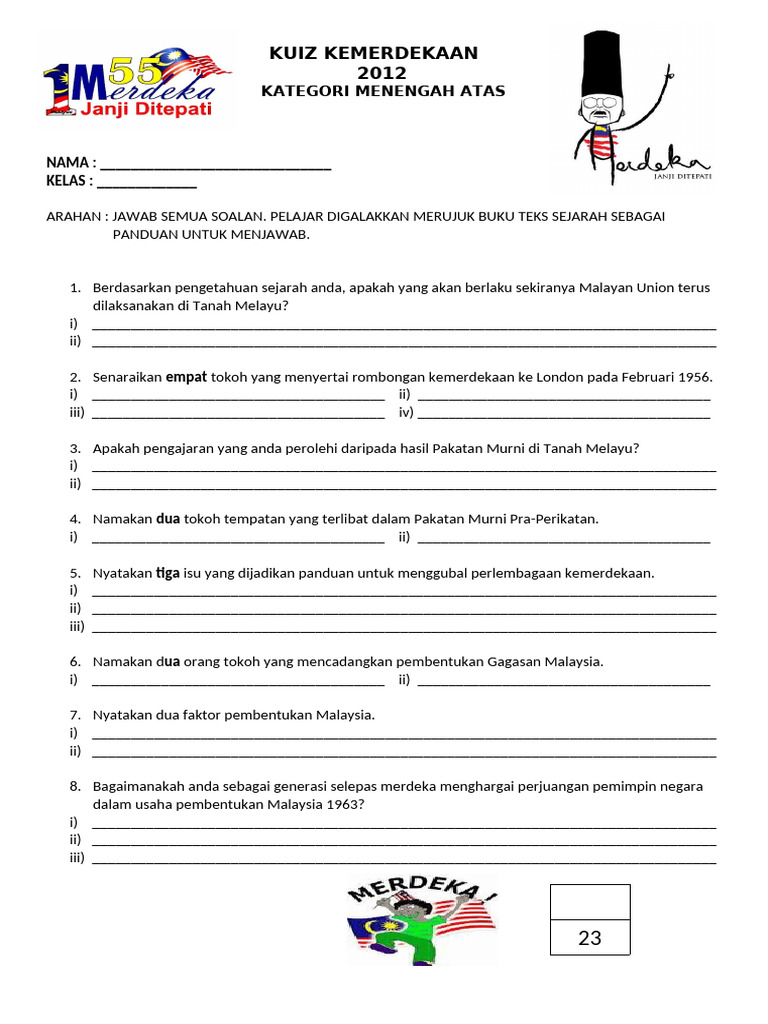 Kuiz Kemerdekaan | PDF