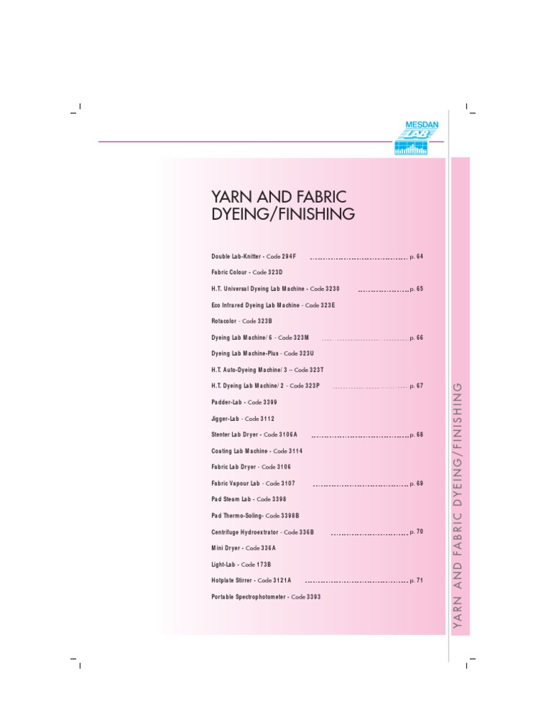 Dyeing - Finishing From Mesdan-Lab - Catalogue - Eng - 280711 | PDF ...