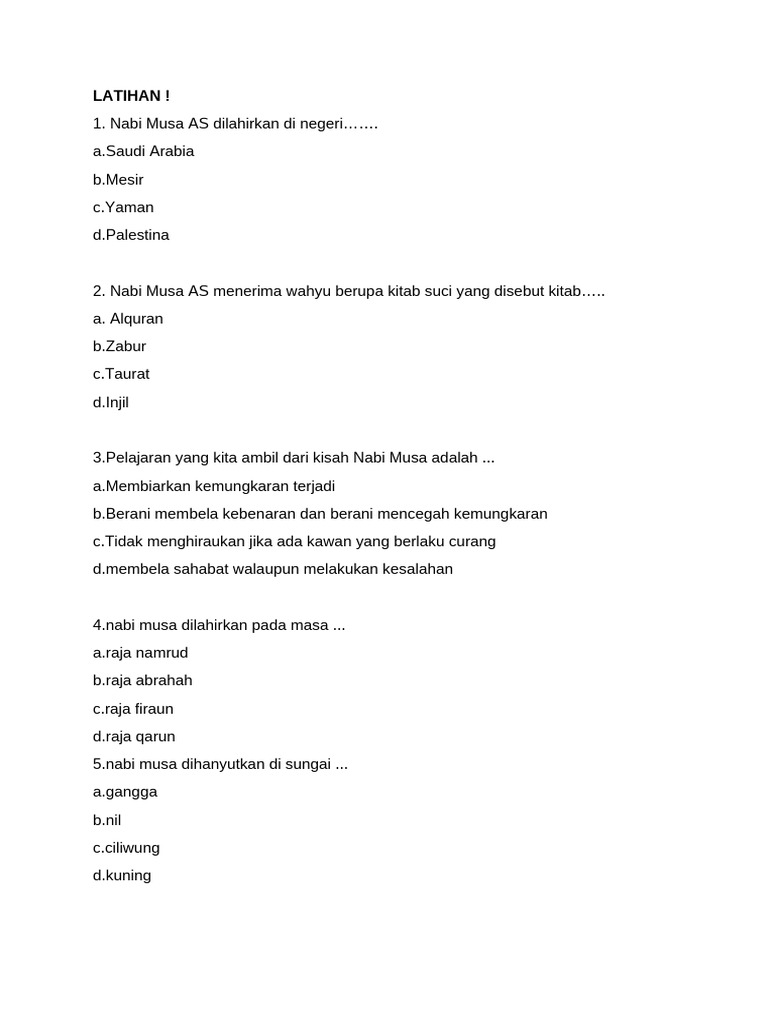 Soal Nabi Musa | PDF
