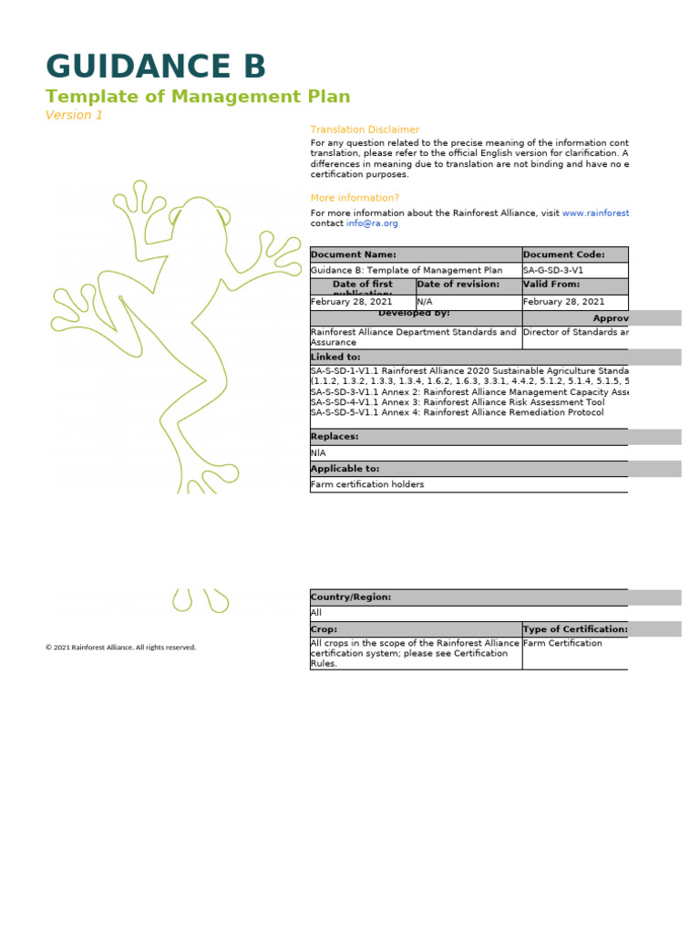 Guidance B. Management Plan Guidance | PDF