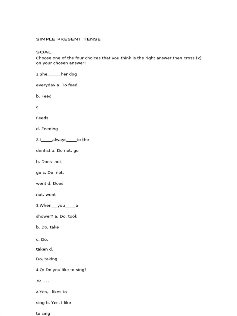 Pdf Contoh Soal Simple Present Tense Compress Pdf