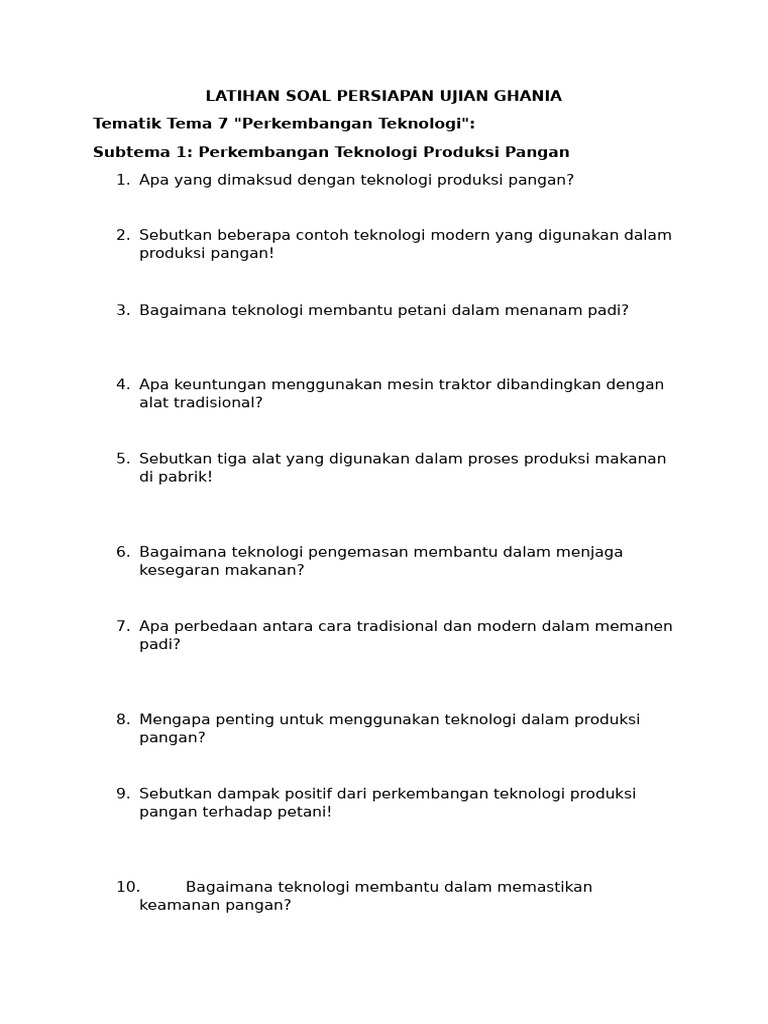 Latihan Soal Persiapan Ujian Ghania | PDF