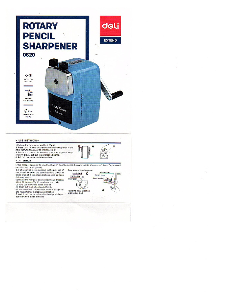 Pencil Sharpener Manual Guide | PDF