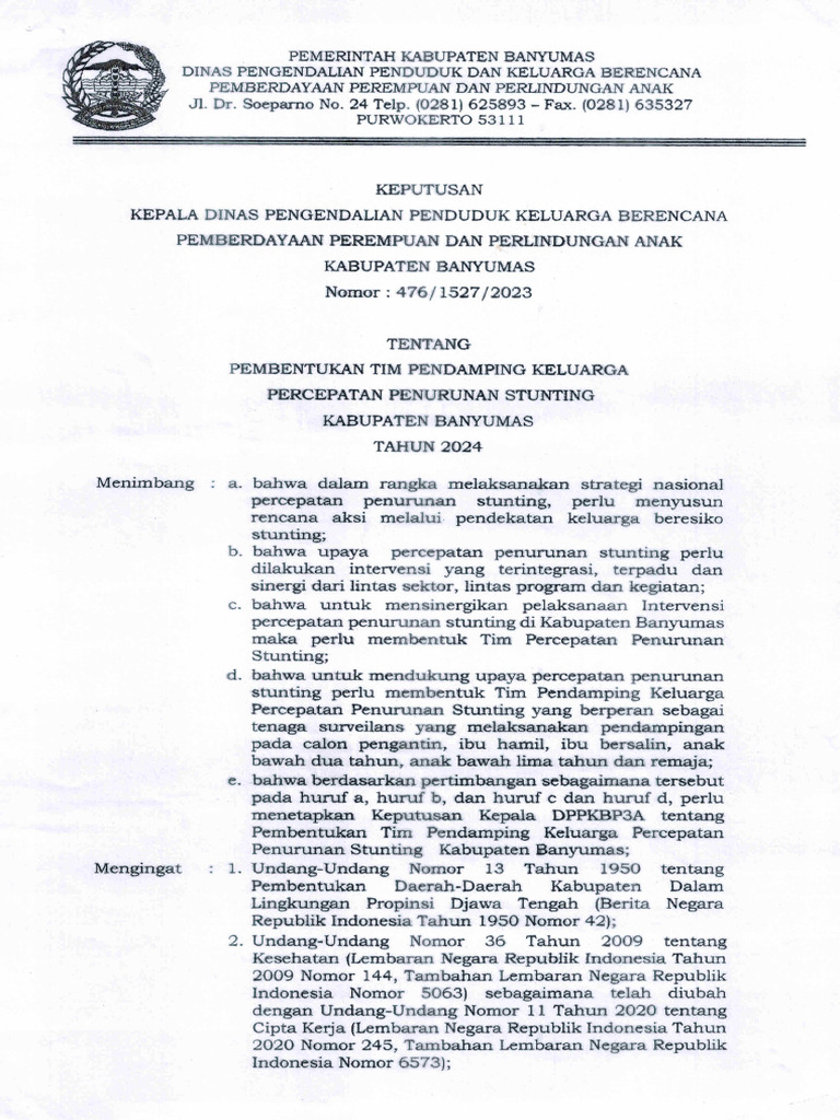 SK TPK 2024 Kec. Kemranjen | PDF