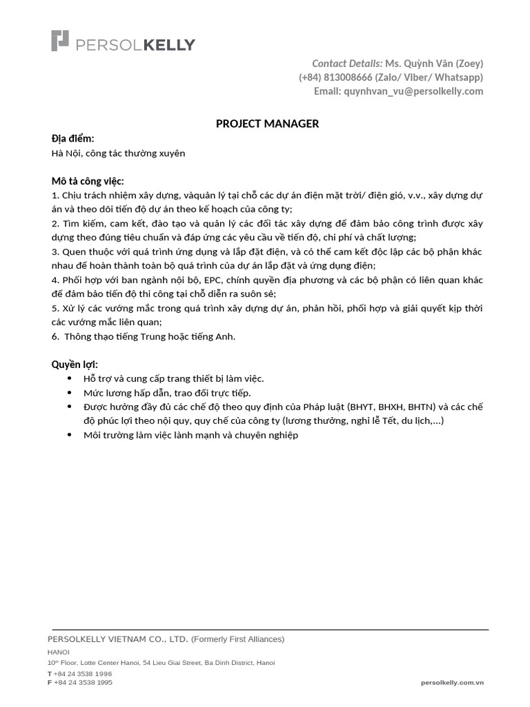 PSK-JD - Project Manager (Wind) | PDF