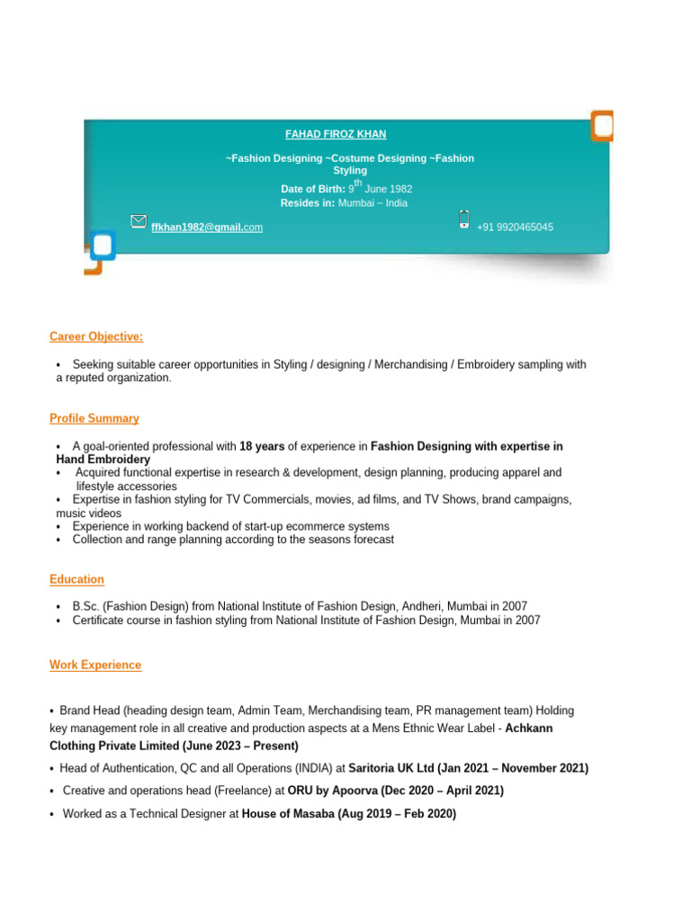 Fahad Khan Resume 2024 | PDF