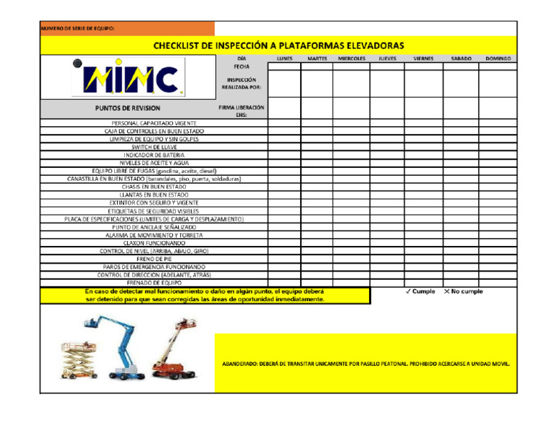 Check List Manlift | PDF