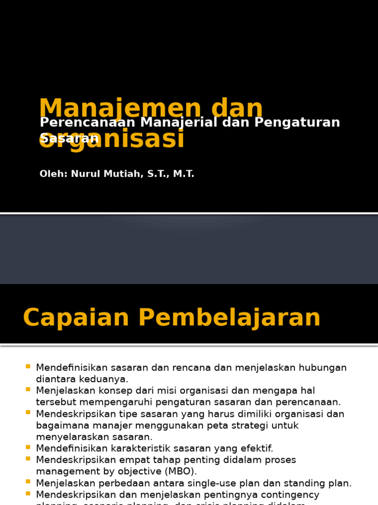 03 Perencanaan Manajerial Dan Pengaturan Sasaran | PDF