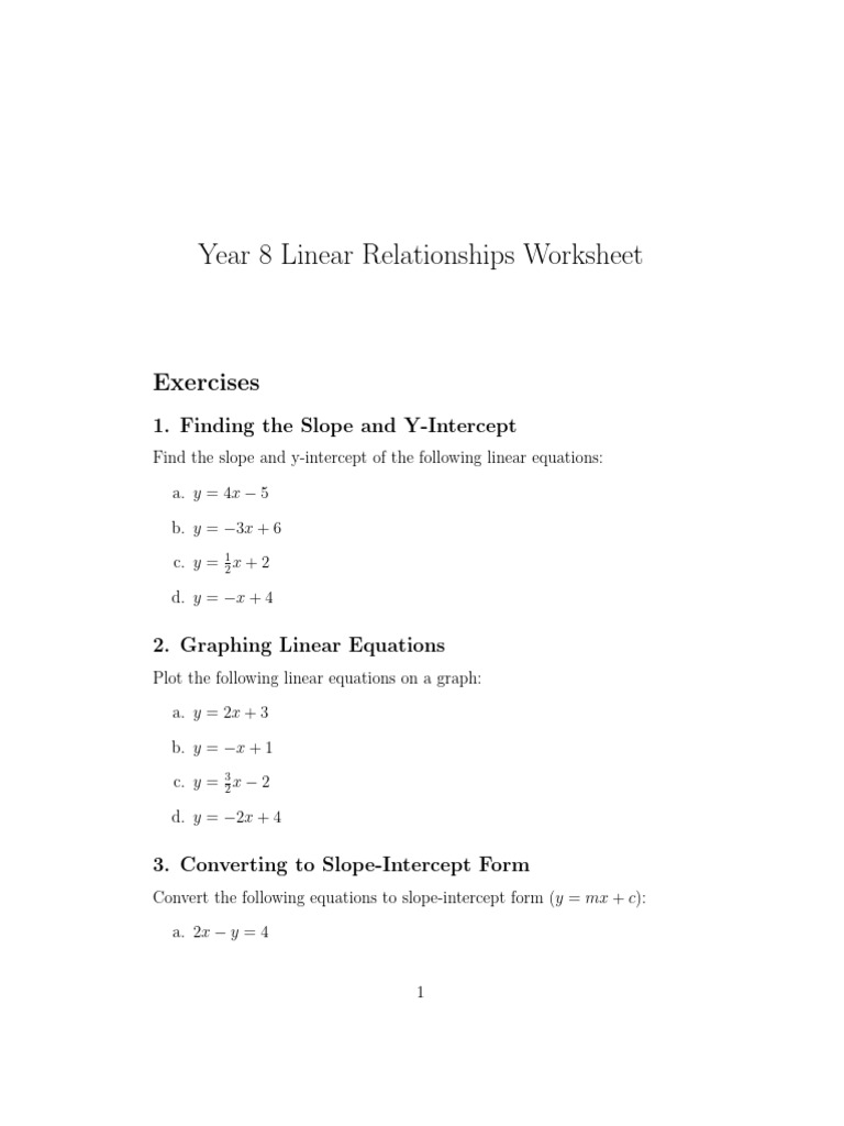 Year 8 Linear Relationships 1 | PDF