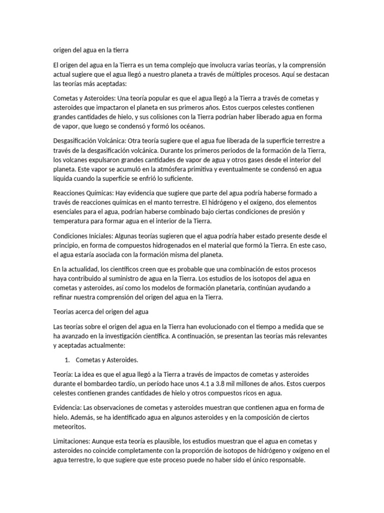 Origen Del Agua en La Tierra | PDF