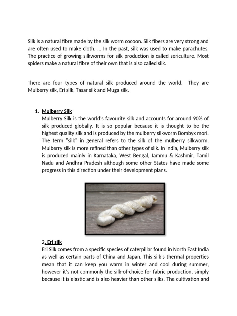 Silk Is A Natural Fibre Made by The Silk Worm Cocoon | PDF