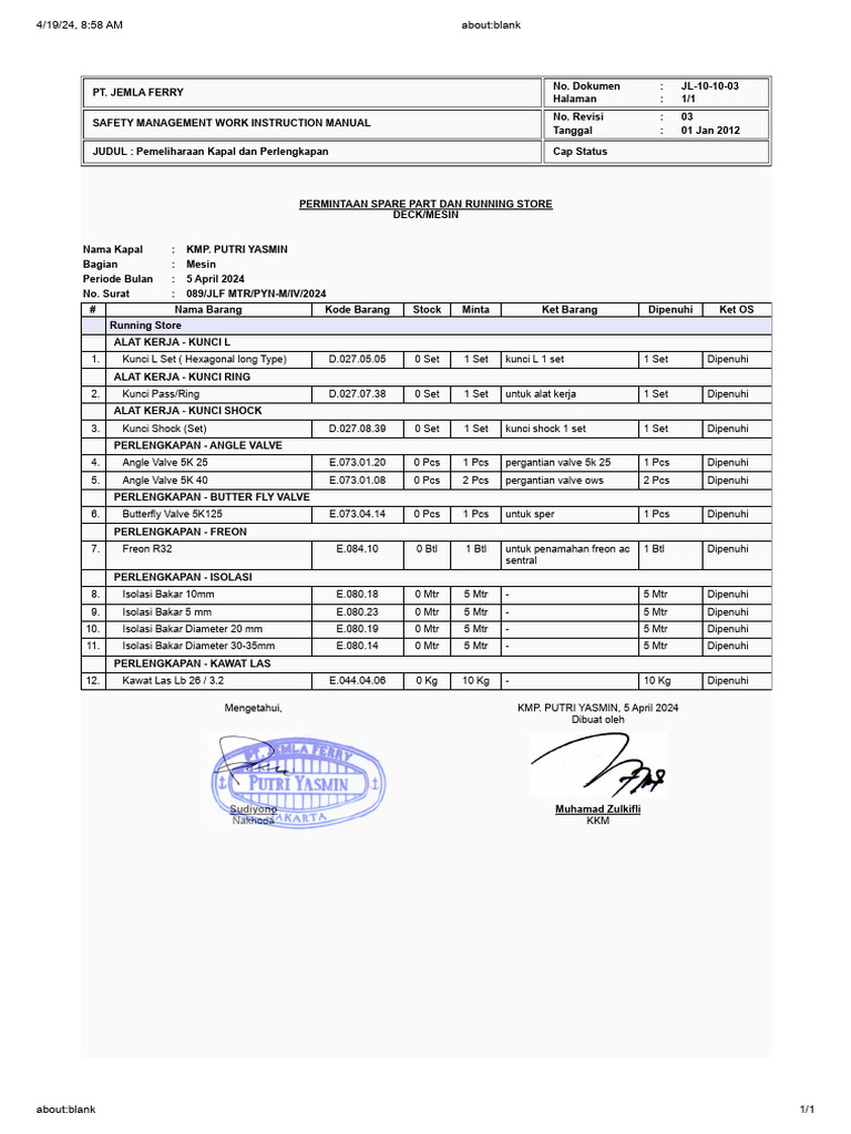 Permintaan PYN 089 | PDF