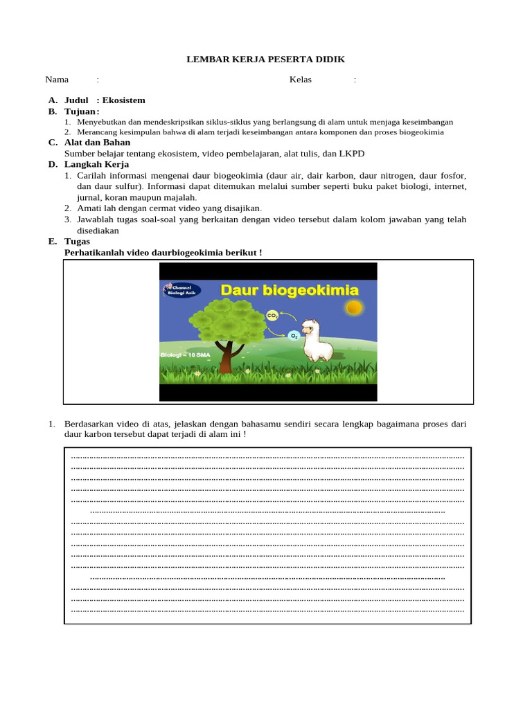 Lkpd Ekosistem Biogeokimi Daur Pdf