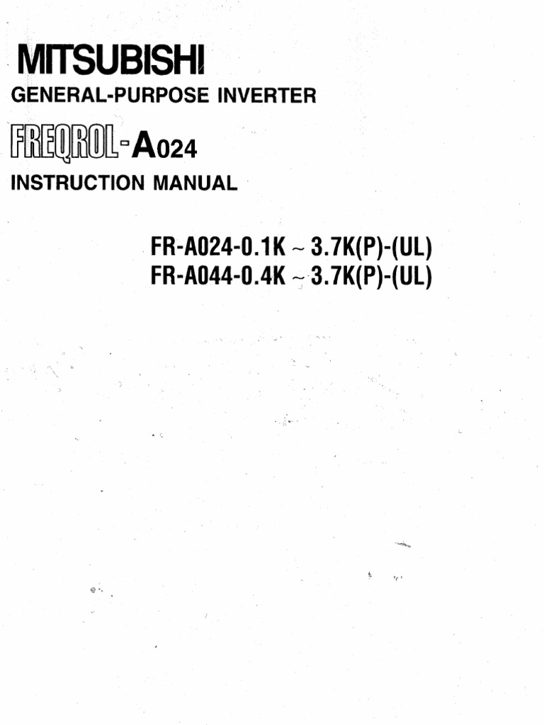 Mitsubishi Freqrol FR A024 Manual | PDF