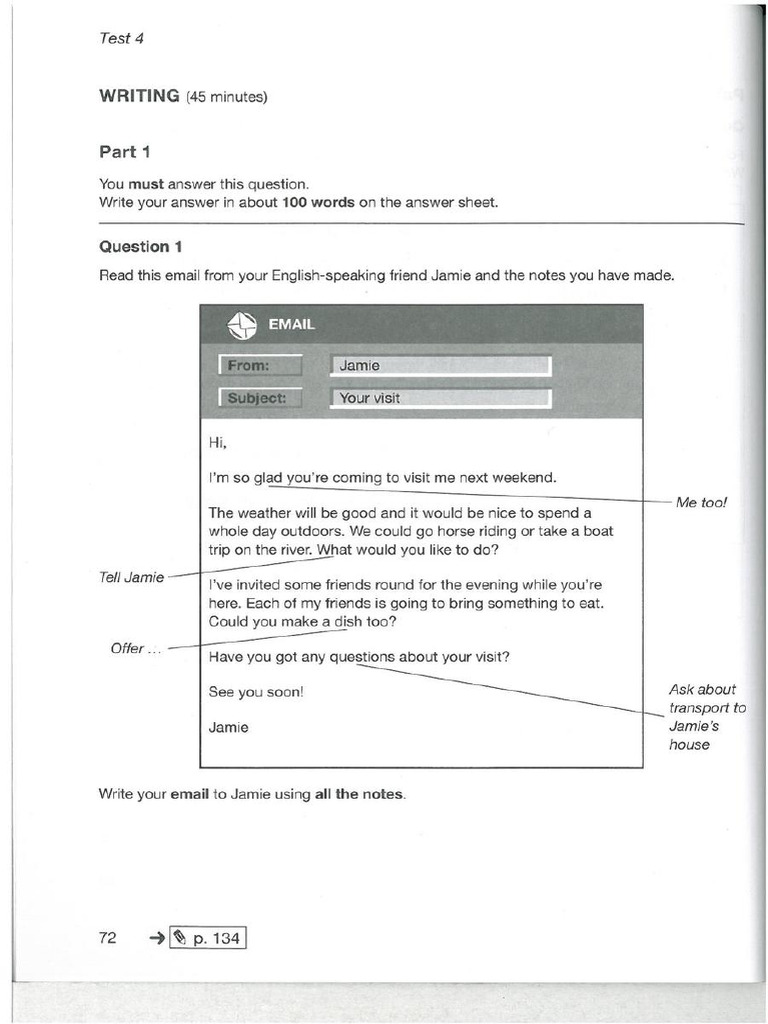 b1 Preliminary 2 - Test 4 - Writing | PDF