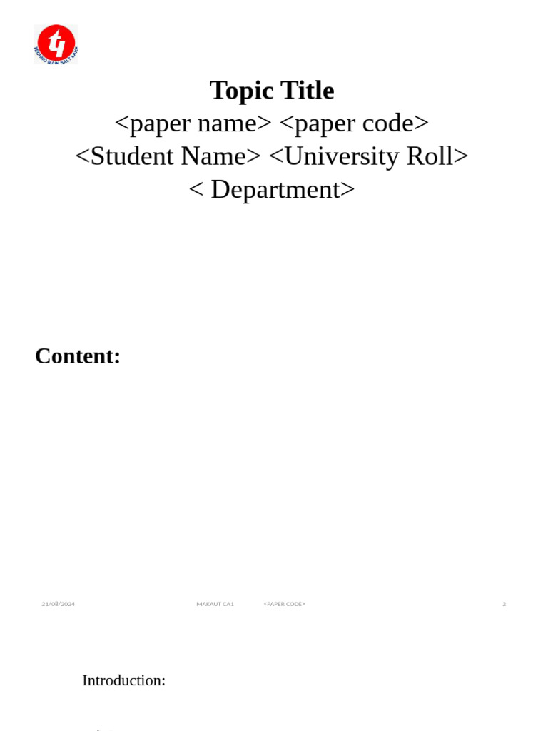 Makaut Ca1 PPT Template | PDF