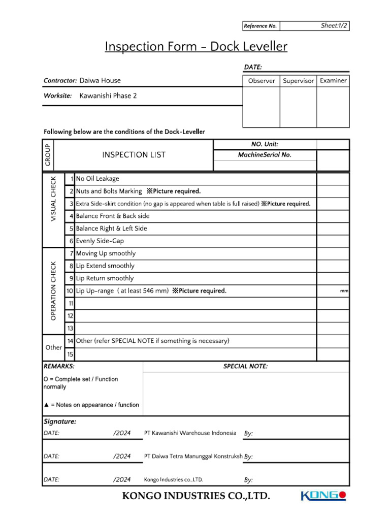 Inspection Sheets | PDF