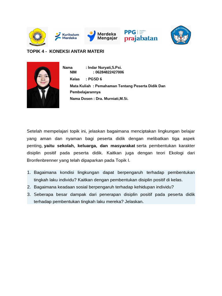 TOPIK 4 - KONEKSI ANTAR MATERI-PPDP-INDAR | PDF