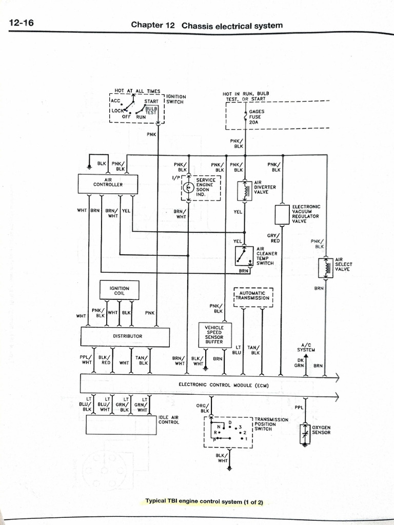 Chevy K5 Blazer Typical TBI Engine Control System Schematic | PDF