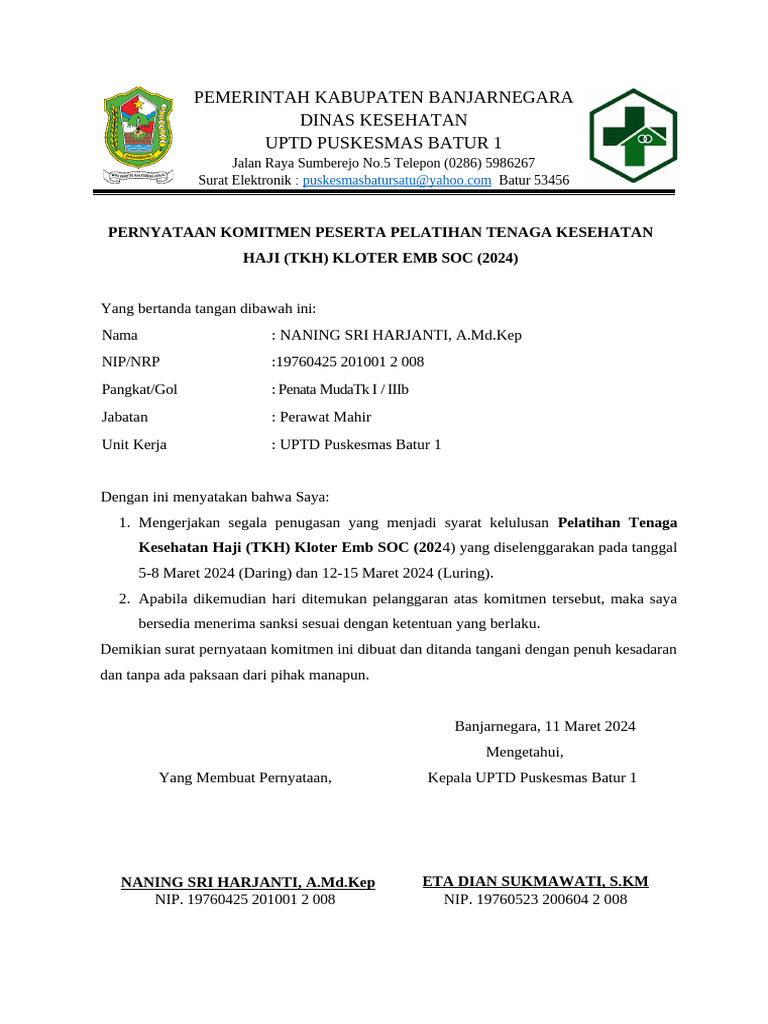 Pernyataan Komitmen Peserta | PDF