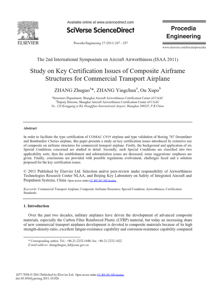 Study On Key Certification Issues Of Composite Airframe Structures For