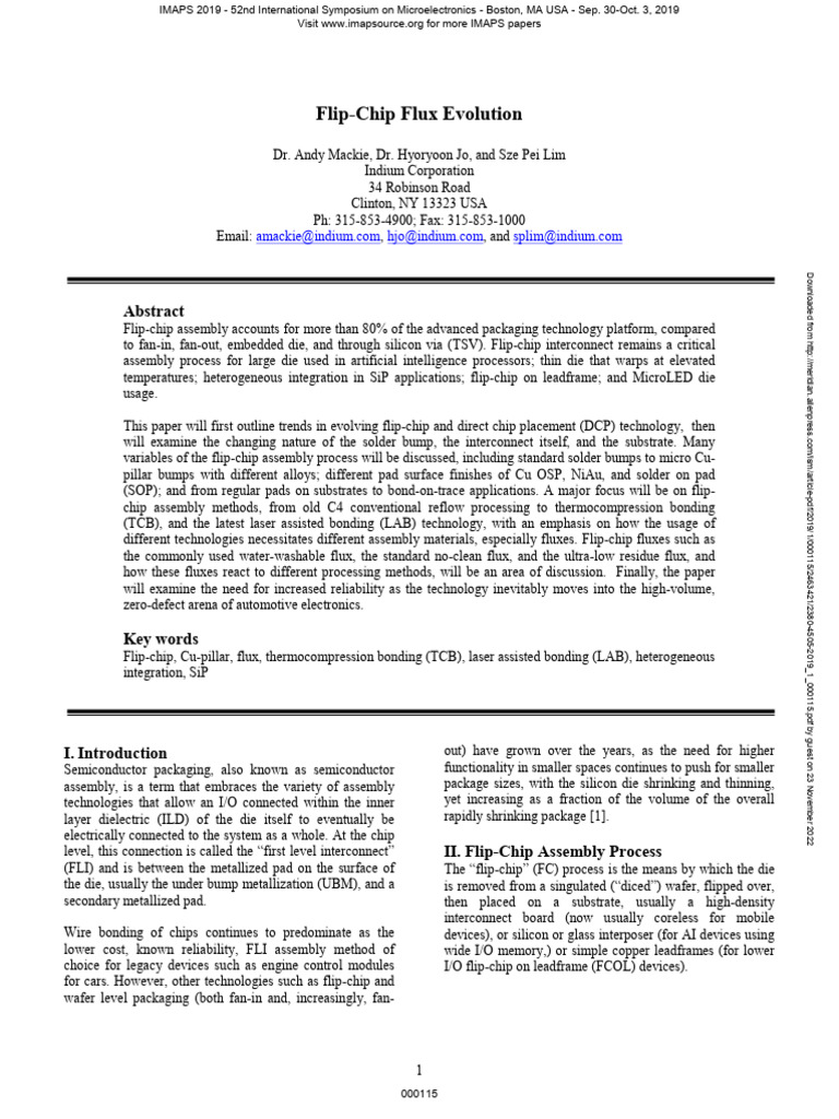 Flip Chip Flux Evolution | PDF