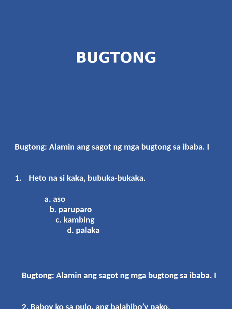 Bugtong Quiz | PDF