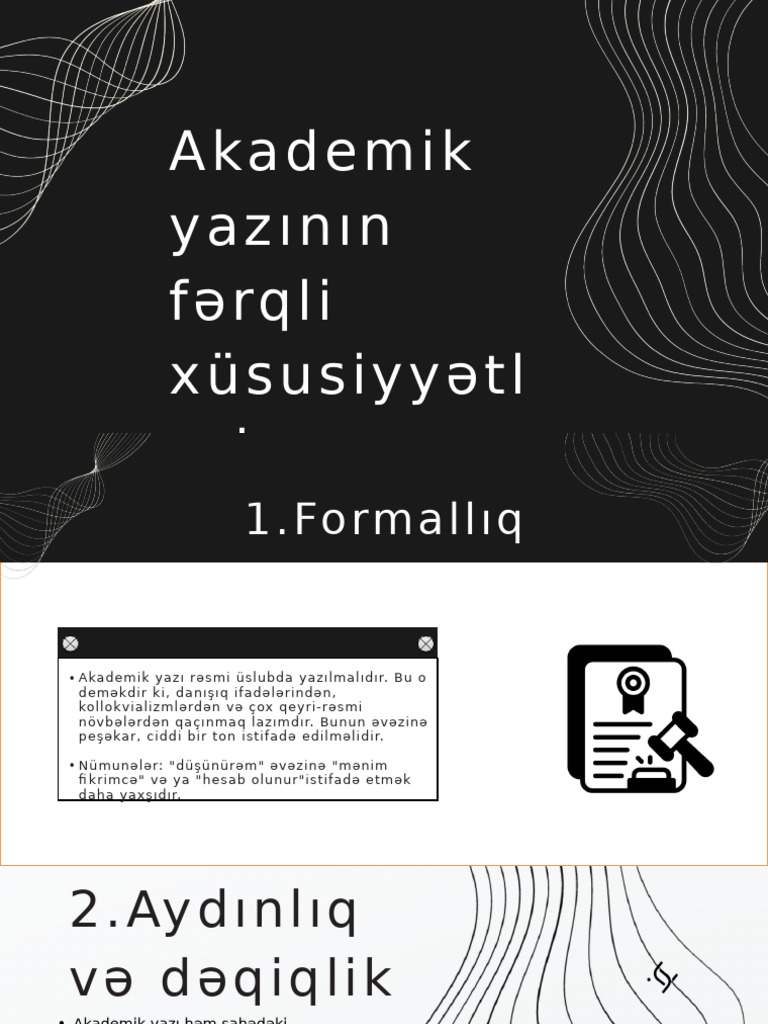 Akademik Yazının Fərqli Xüsusiyyətləri Sunum | PDF