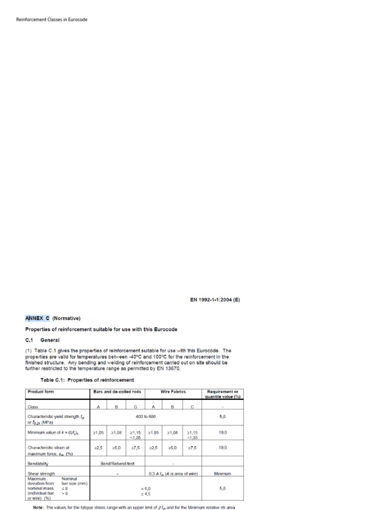 2-Reinforcement Classes in Eurocode | PDF