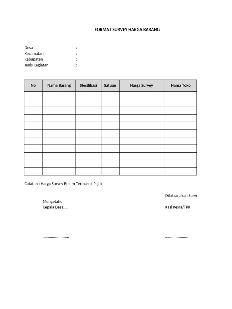 Survey Harga Barang | PDF