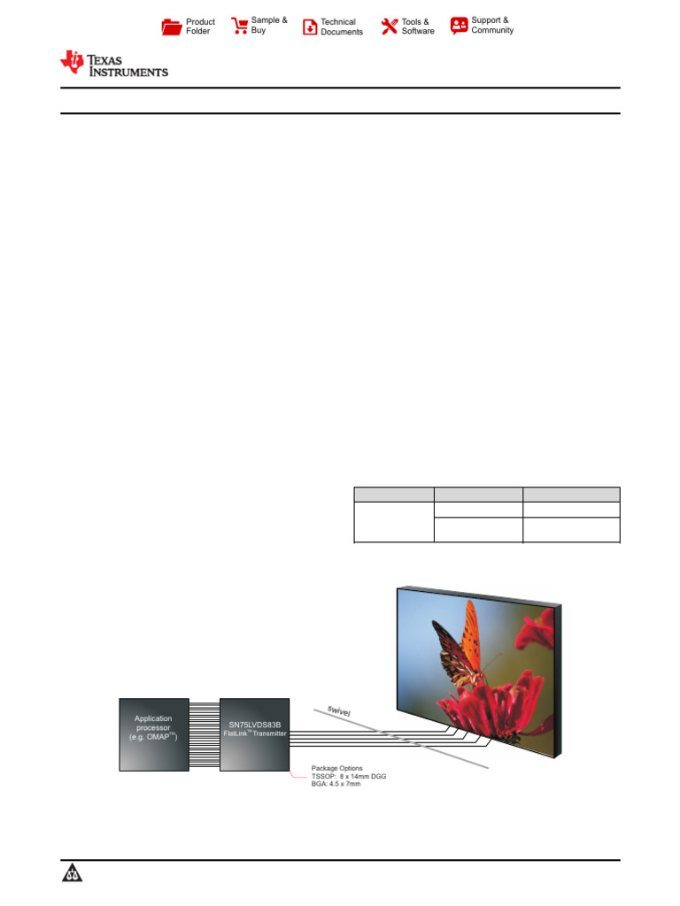 Texas - Instruments SN75LVDS83BDGG Datasheet | PDF