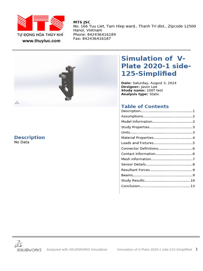 V-Plate 2020-1 side-125-Simplified-100T Test-1 | PDF