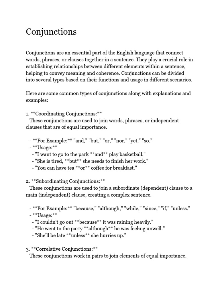 Conjunctions | PDF