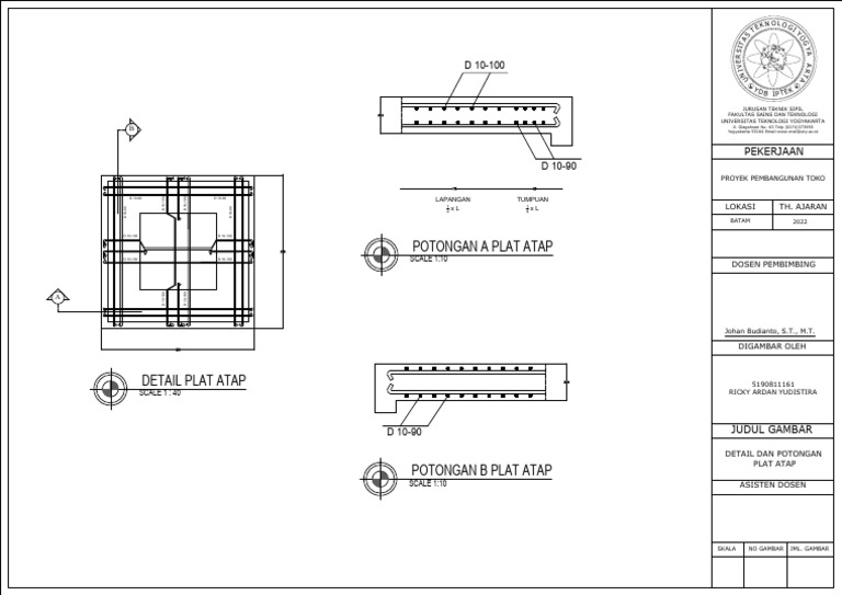 Detail Dan Potongan Plat Atap Uts Ricky | PDF