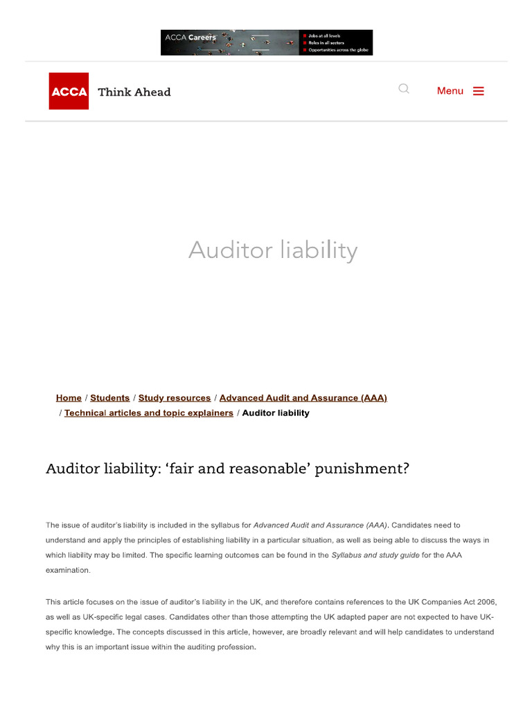 Auditor Liability | PDF