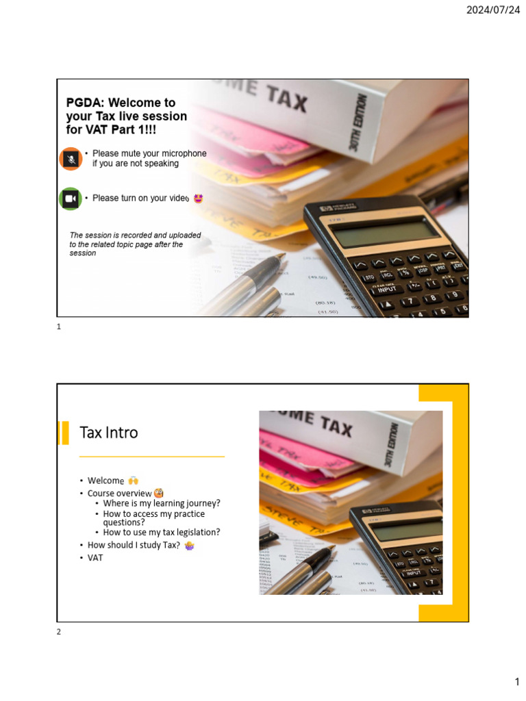 VAT Part 1 Live Session P24S | PDF