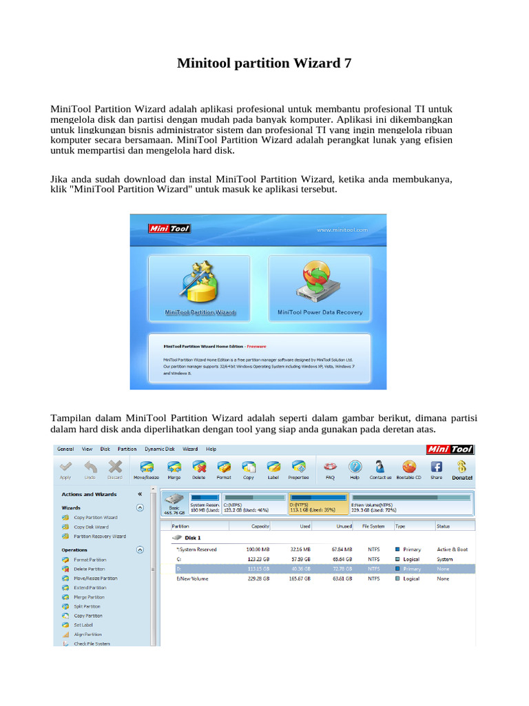 Mengatur Partisi Dengan MiniTool Partition Wizard | PDF