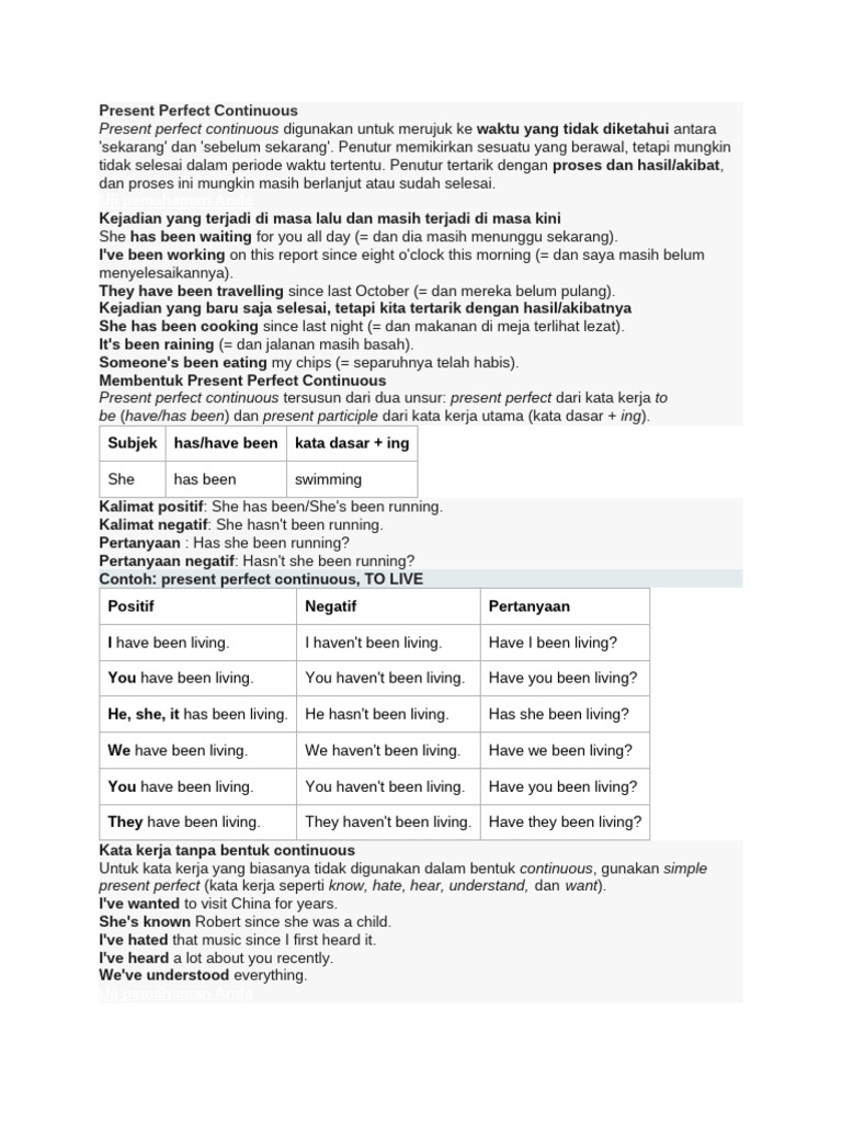 Present Perfect Continuous | PDF