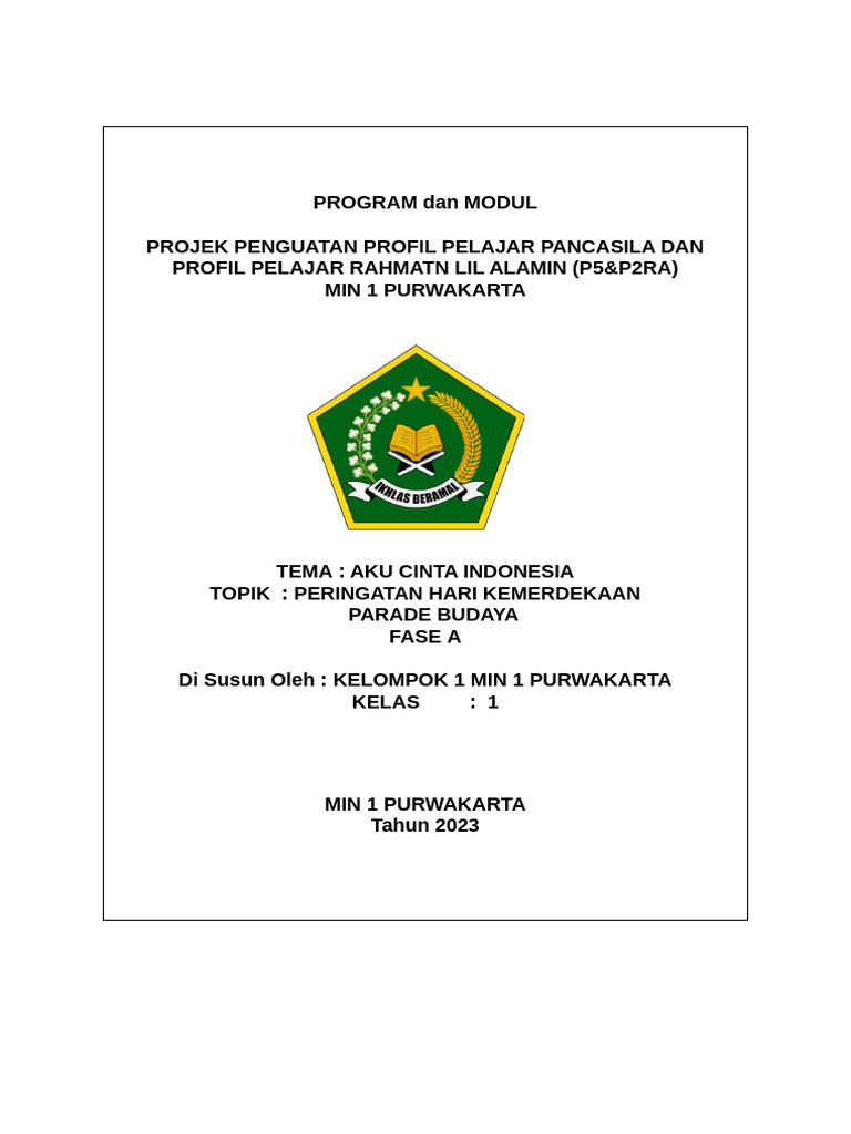 Modul P5ppra Min 1 Purwakarta | PDF