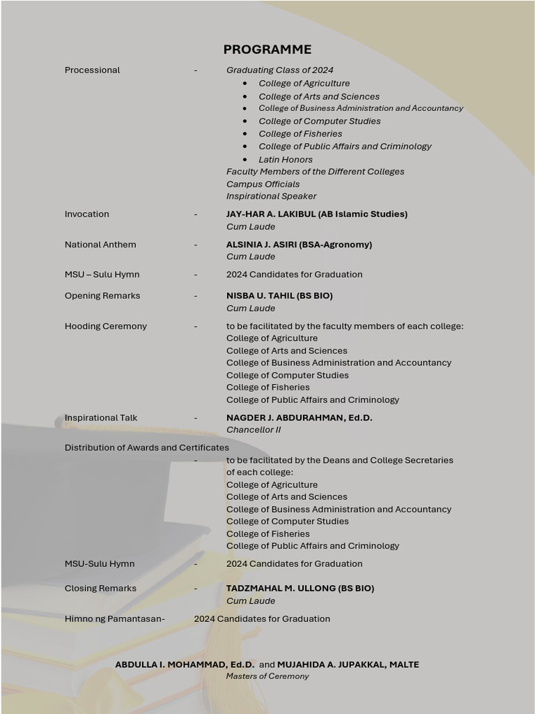 2024 Joint Culminating and Recognition Ceremony Final | PDF