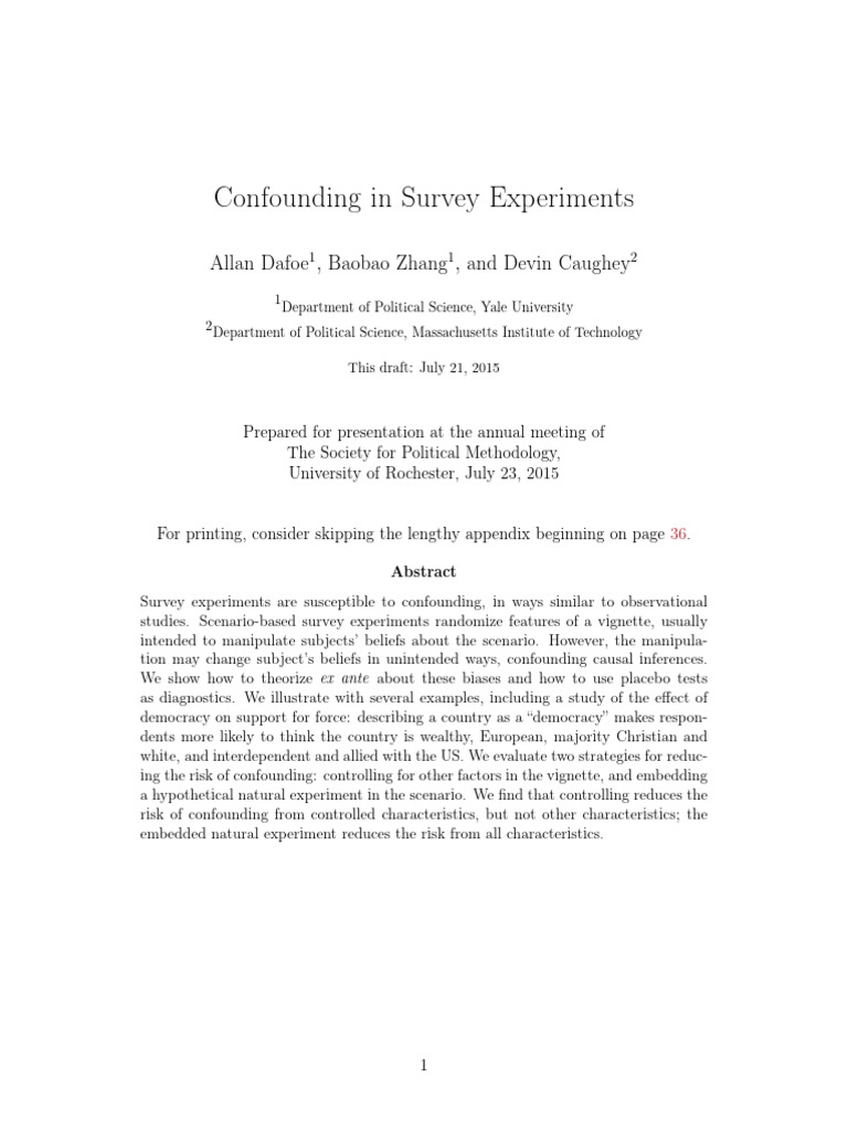 Confounding in Survey Experiments | PDF