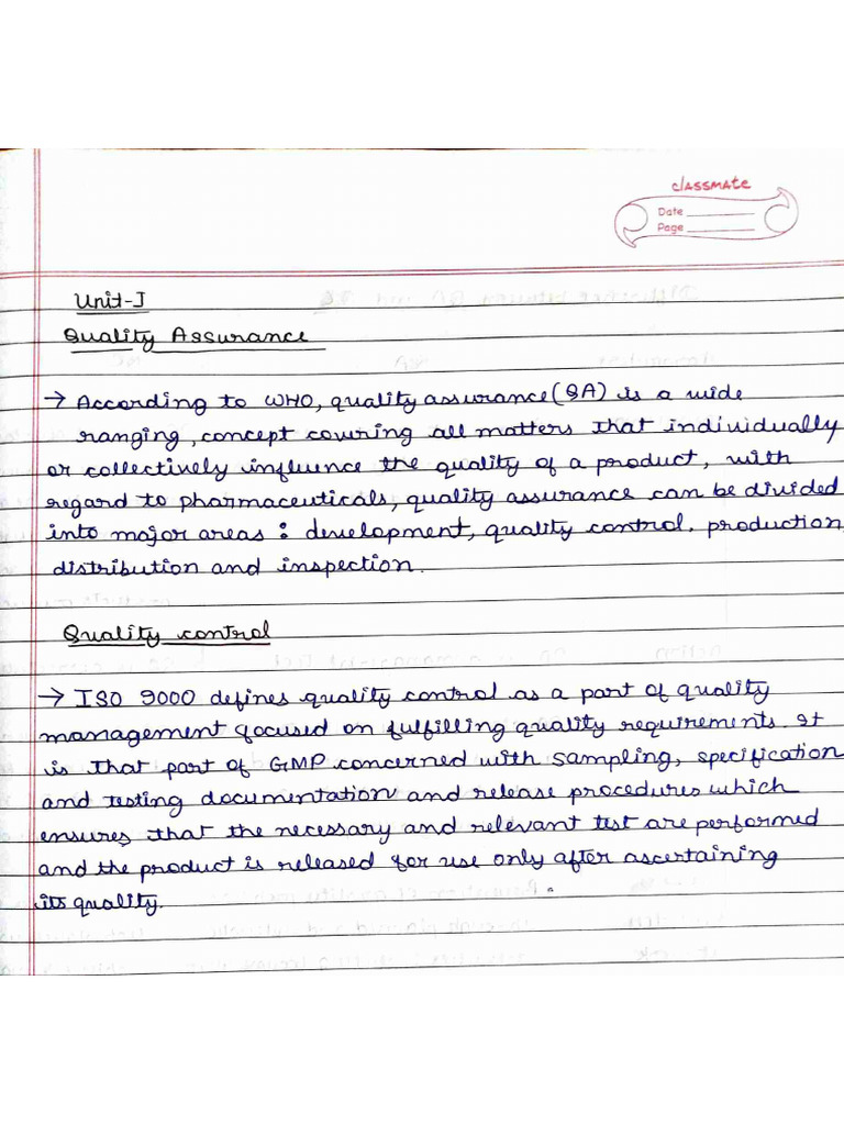 Quality Assurance Unit 1 | PDF