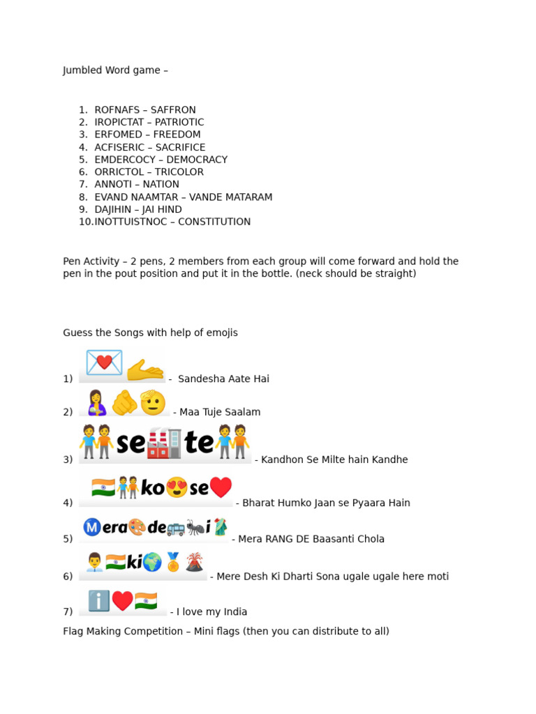 Jumbled Word Game | PDF