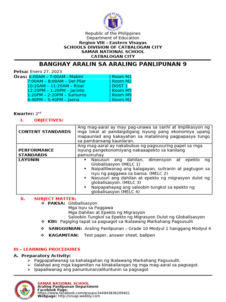 Lesson Plan - 2ND Quarter Exam | PDF