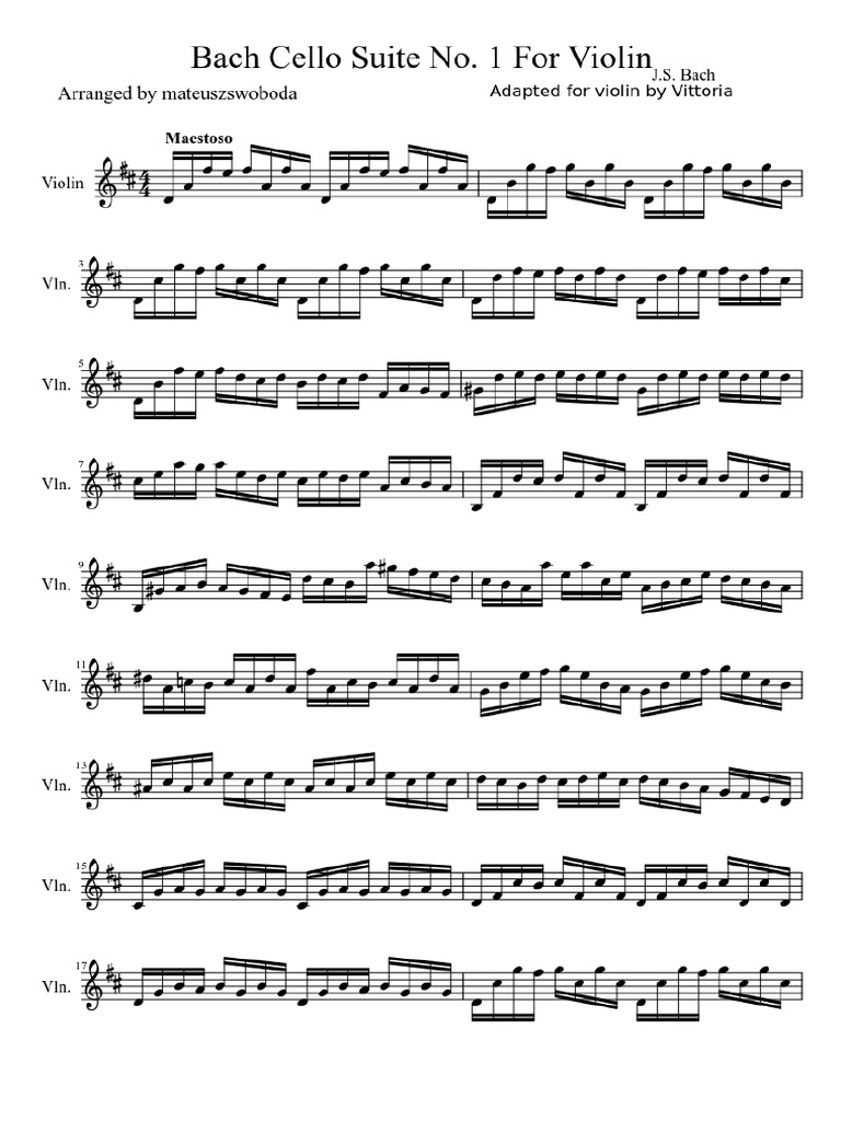 Bach Cello Suite No 1 For Violin | PDF