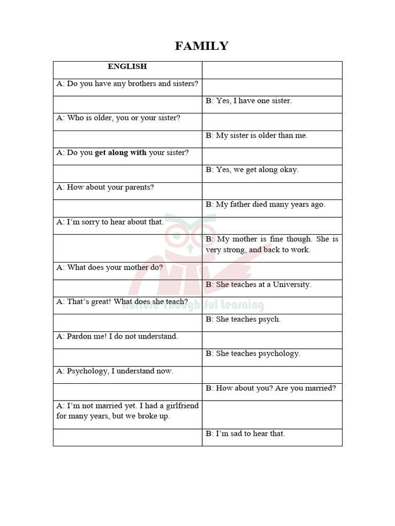 FAMILY (Lesson Plan) AK | PDF