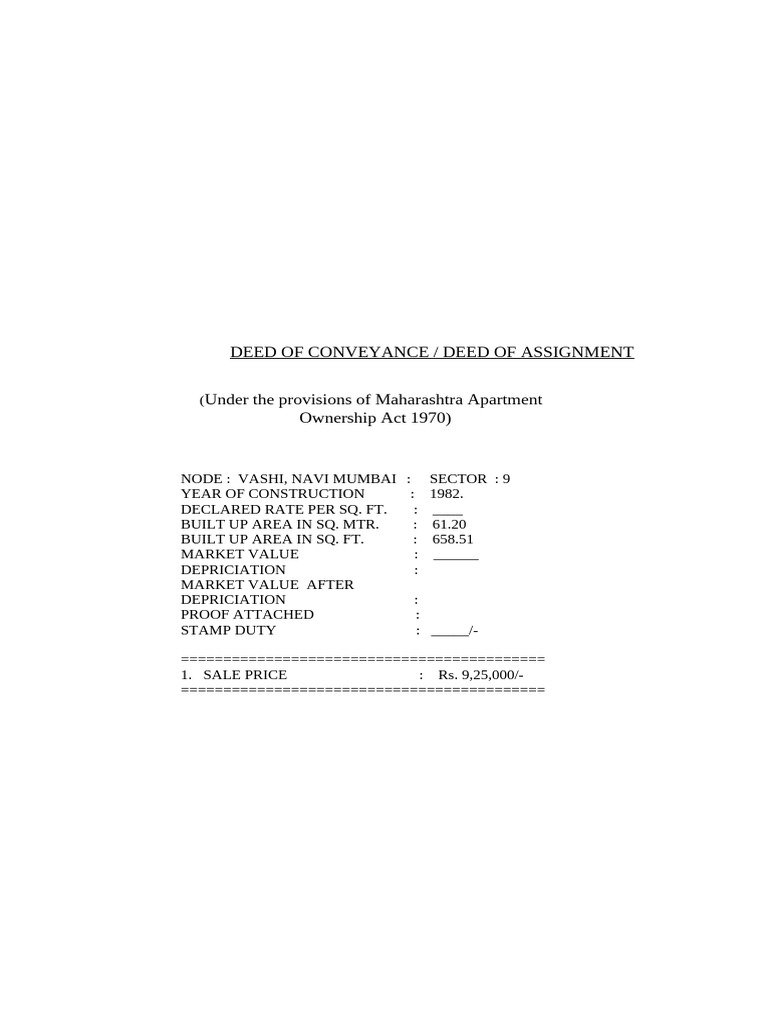 Deed of Conveyance | PDF | Mortgages | Lease
