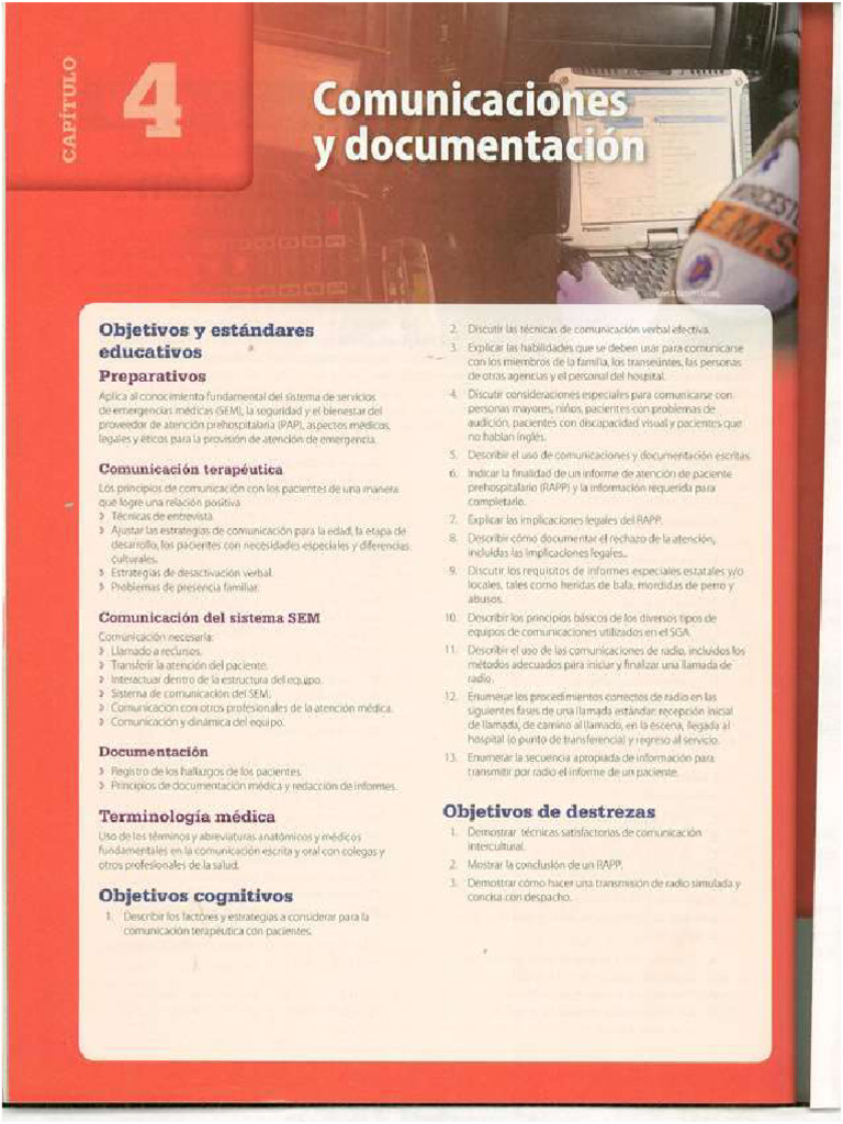 Capitulo 4 Comunicacion y Documentacion (Atencion Prehospitalaria Basica AAOS) | PDF