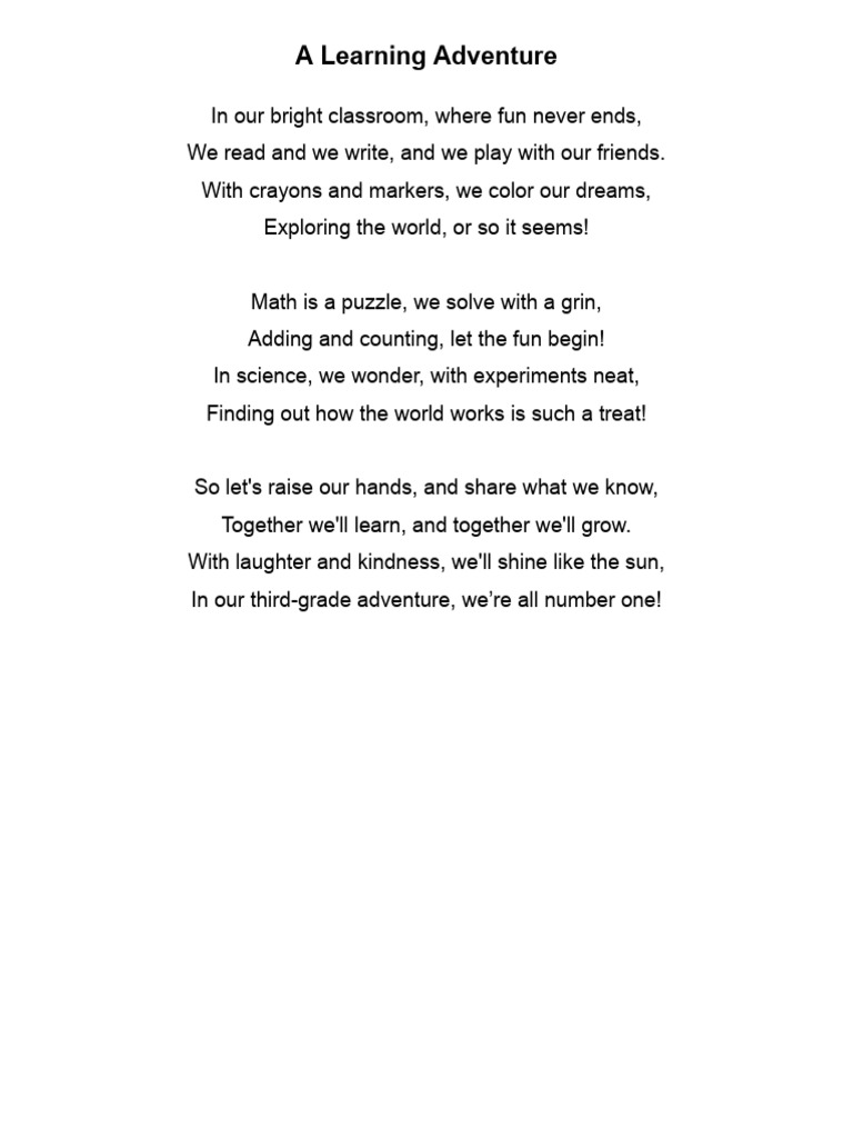 A Learning Adventure - Poem-2 | PDF