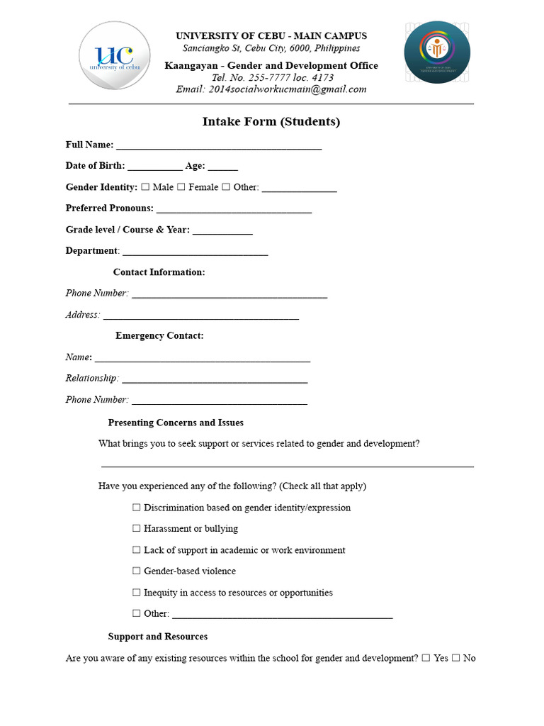 Intake Form | PDF